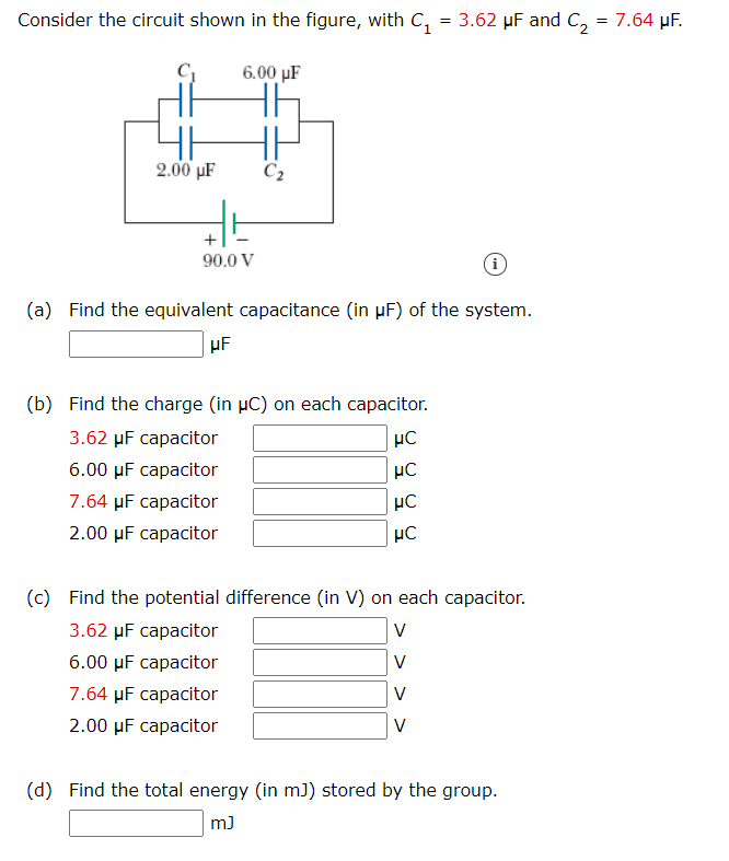 Solved Consider the circuit shown in the figure, with C1 = | Chegg.com