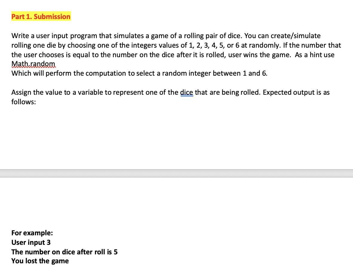 Solved Part 1 Submission Write A User Input Program That 4597