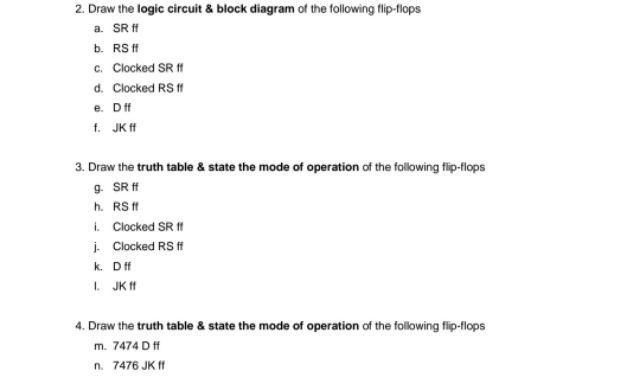 Solved 2. Draw the logic circuit & block diagram of the | Chegg.com