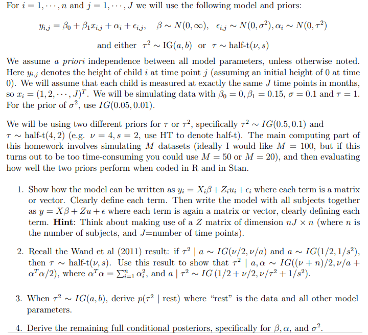 Solved For i=1,cdots,n ﻿and j=1,cdots,J ﻿we will use the | Chegg.com