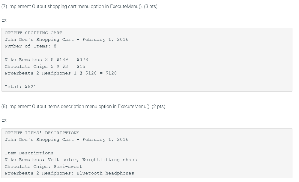 Solved This program extends the earlier "Online shopping | Chegg.com