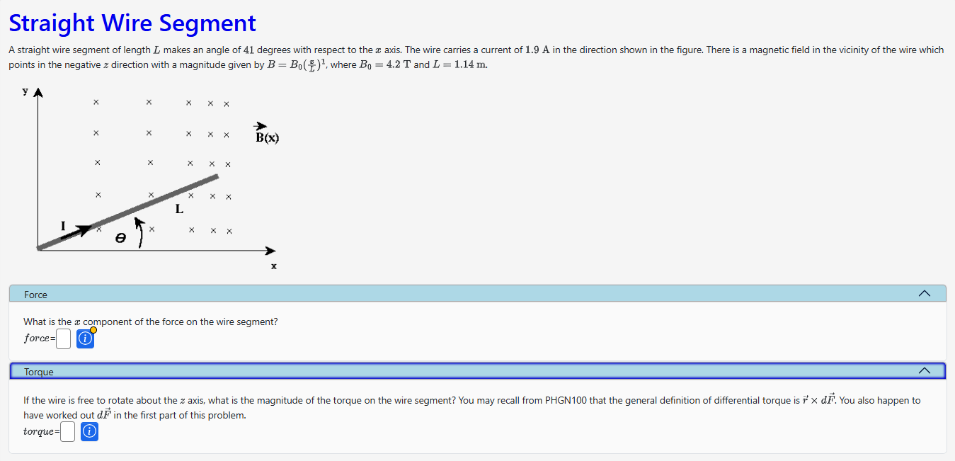 Solved Straight Wire SegmentA straight wire segment of | Chegg.com