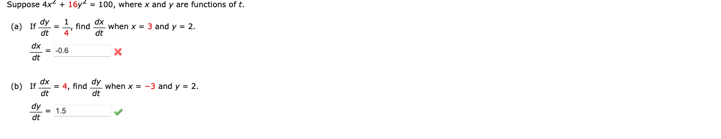 Solved Suppose 4x2+16y2=100, ﻿where x ﻿and y ﻿are functions | Chegg.com