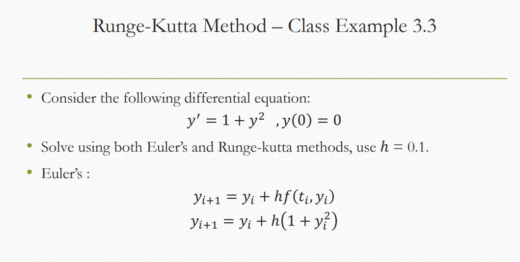 Solved Runge-Kutta Method - Class Example 3.3 - = . • | Chegg.com