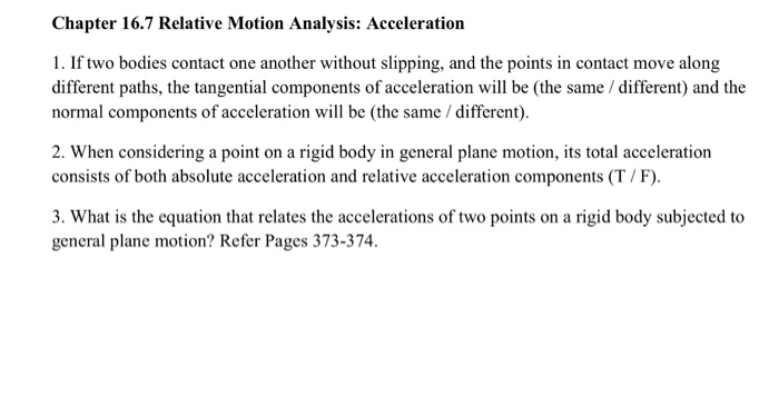 Solved Chapter 16.7 Relative Motion Analysis: Acceleration | Chegg.com