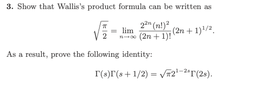 Solved 3. Show that Wallis's product formula can be written | Chegg.com