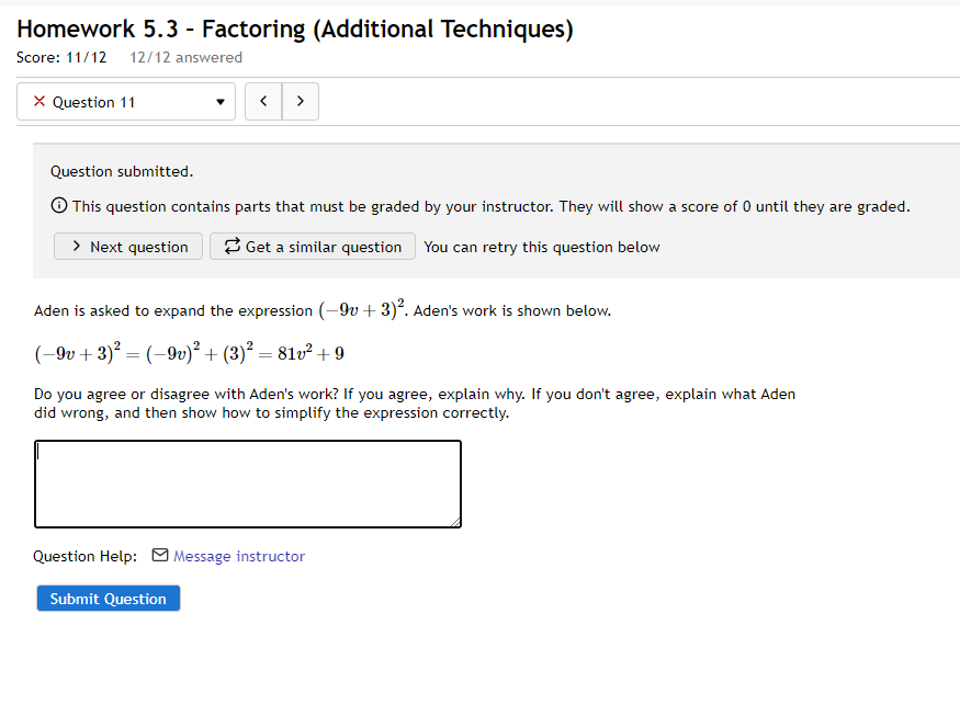 Solved Homework 5.3 - Factoring (Additional Techniques) | Chegg.com