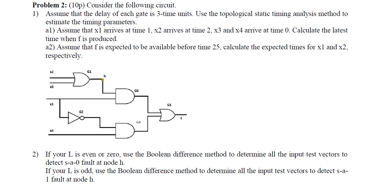 Solved Problem 2: (10p) Consider the following circuit. 1) | Chegg.com