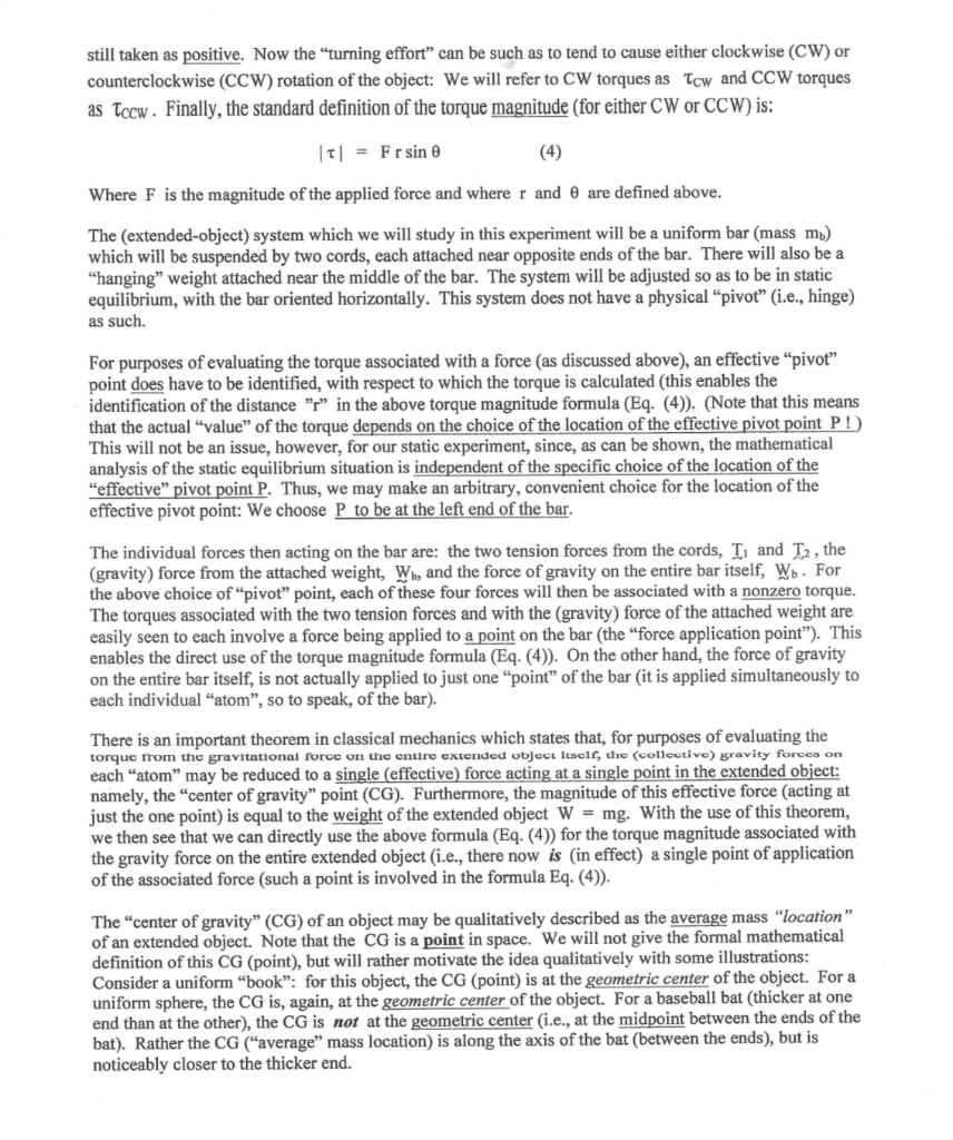 Solved LAB #8: TORQUE AND STATIC EQUILIBRIUM OF AN EXTENDED | Chegg.com