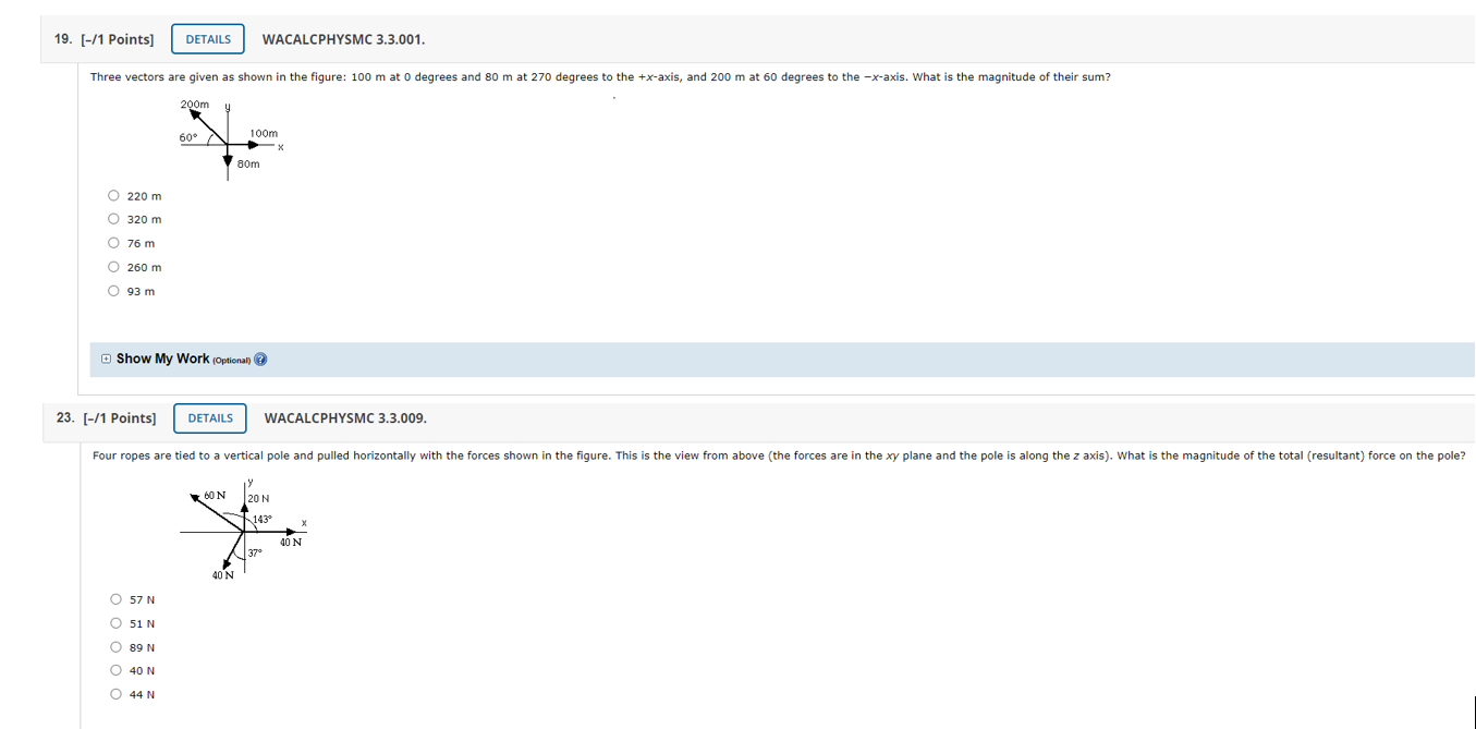 Solved 19. (-/1 Points] DETAILS WACALCPHYSMC 3.3.001. Three | Chegg.com