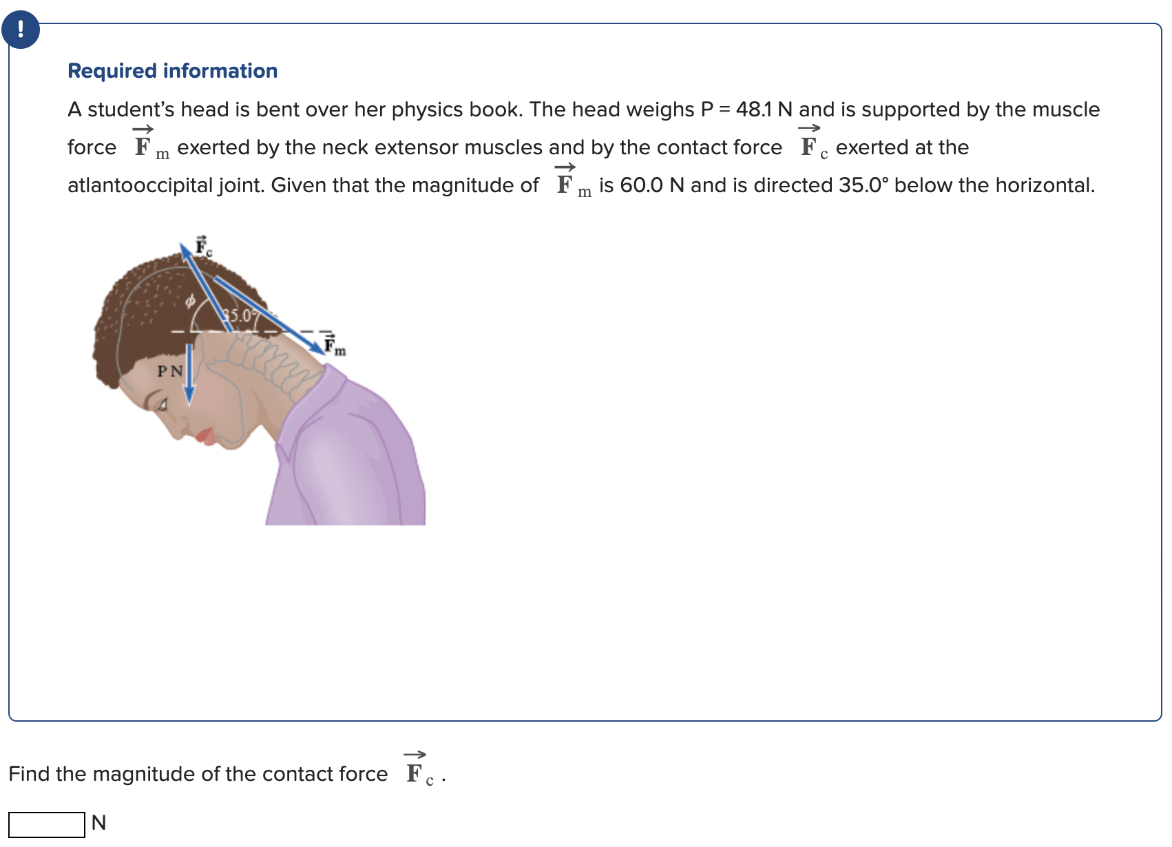 Solved Required information A student's head is bent over | Chegg.com
