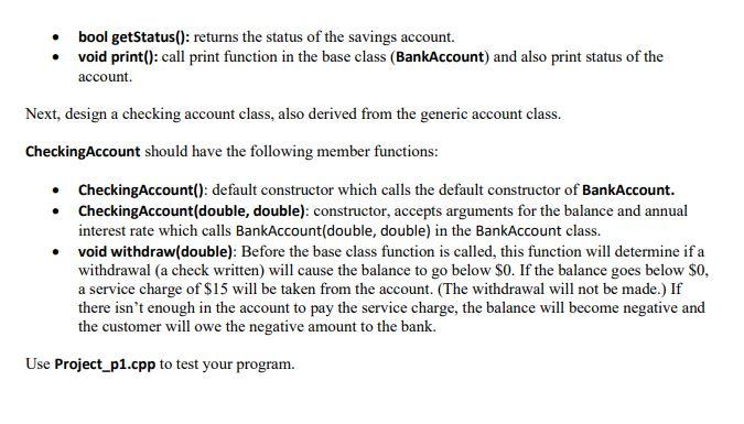 Solved Design a BankAccount class to hold the following | Chegg.com