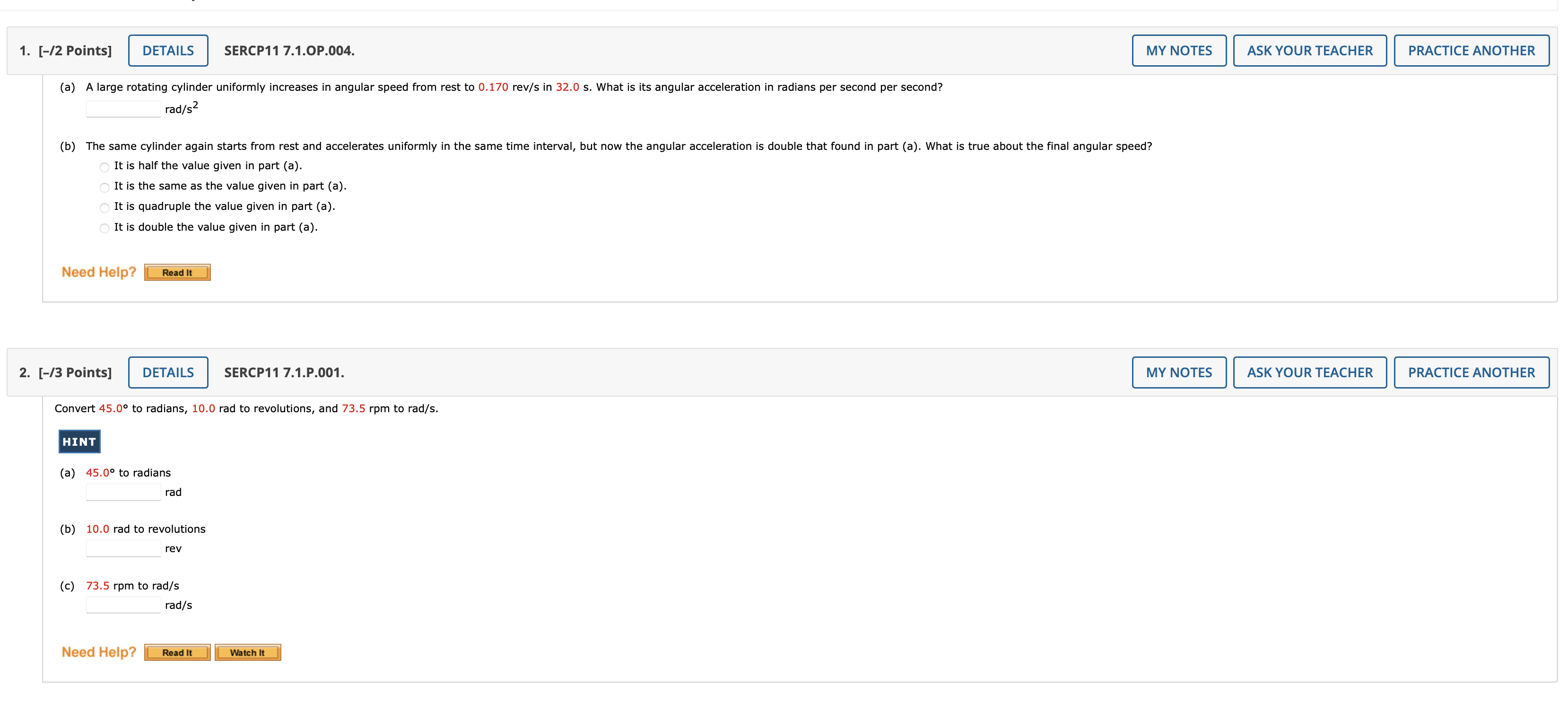 Solved (a) A large rotating cylinder uniformly increases in | Chegg.com