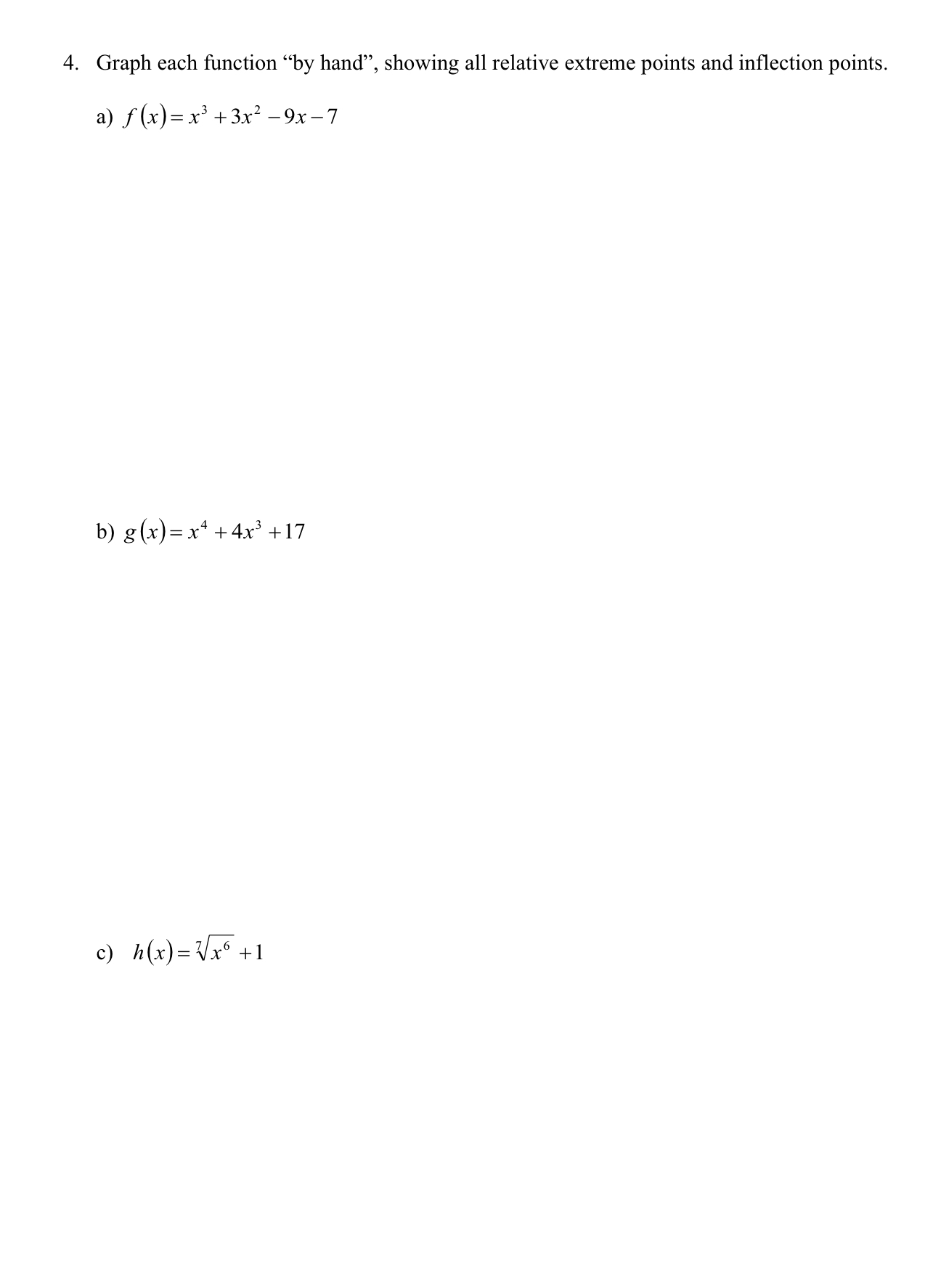 Solved 4. Graph each function "by hand", showing all | Chegg.com