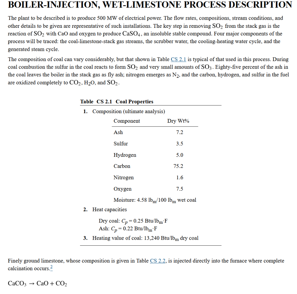 CASE STUDY SO2 Removal from Power-Plant Stack Gases* | Chegg.com