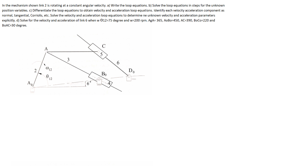 Solved In the mechanism shown link 2 is rotating at a | Chegg.com
