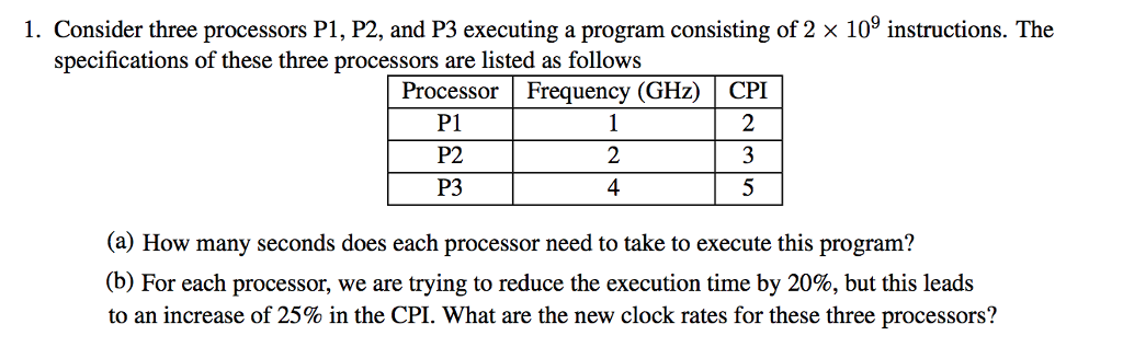 Solved 1. Consider three processors P1, P2, and P3 executing | Chegg.com