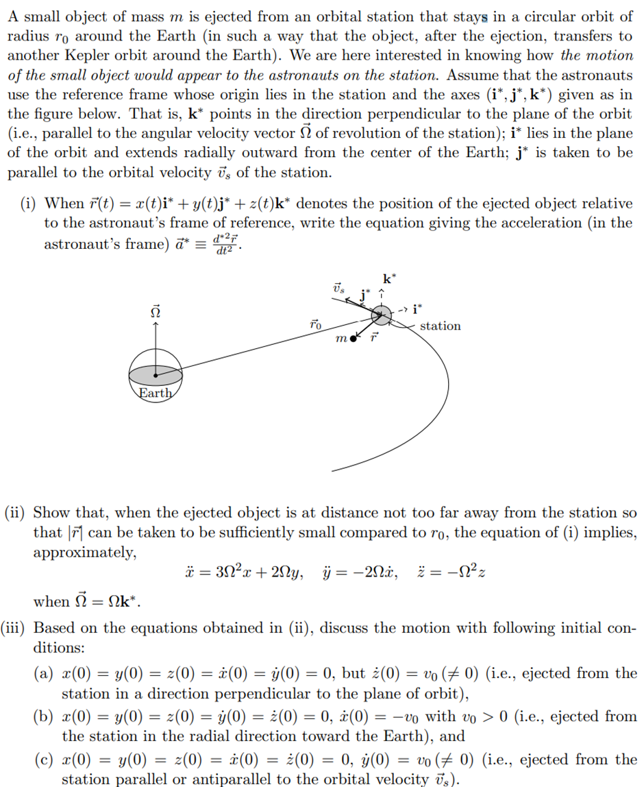 Solved A small object of mass m is ejected from an orbital | Chegg.com