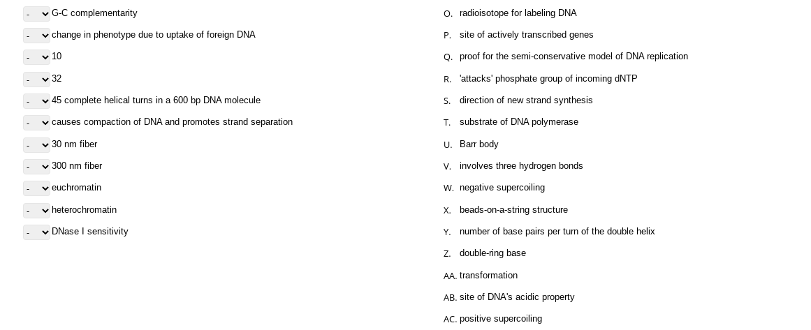 Match the BEST response in the Answer Column to each | Chegg.com