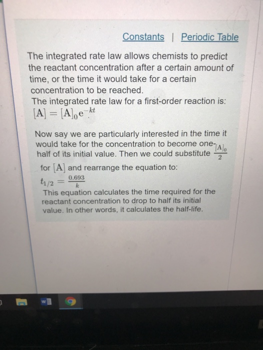 Solved Constants Periodic Table The integrated rate law | Chegg.com