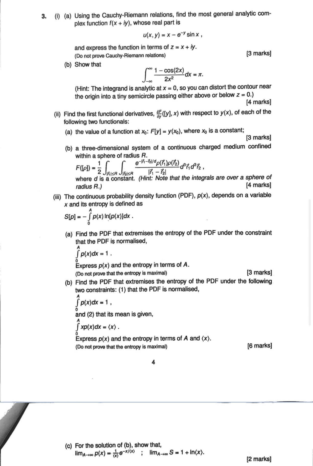 Solved 3. (i) (a) Using the Cauchy-Riemann relations, find | Chegg.com