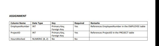 Solved EMPLOYEE Remark Column Name EmployeeNumberINT Primary | Chegg.com