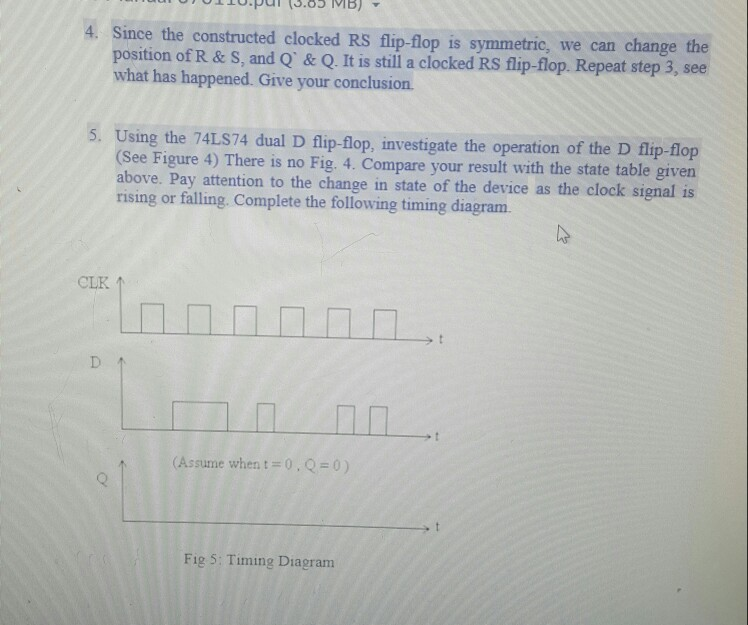 Solved 4. Since the constructed clocked RS flip-flop is | Chegg.com