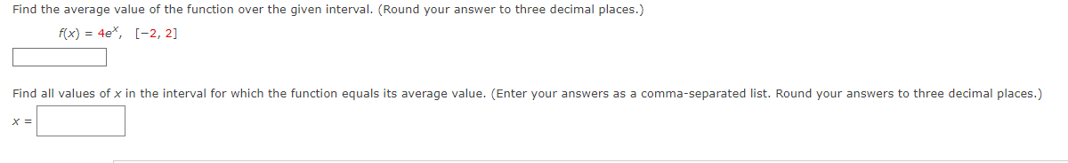 Solved Find the average value of the function over the given | Chegg.com