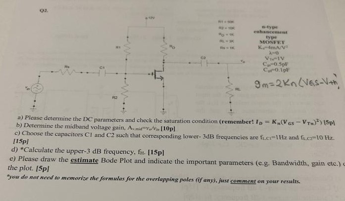 Solved Q2.a) ﻿Please determine the DC parameters and check | Chegg.com