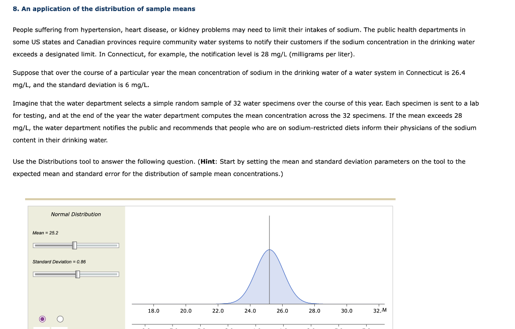 Solved 8. An application of the distribution of sample means | Chegg.com