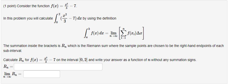 Solved 1 Point Consider The Function Fx 7 22 In This 
