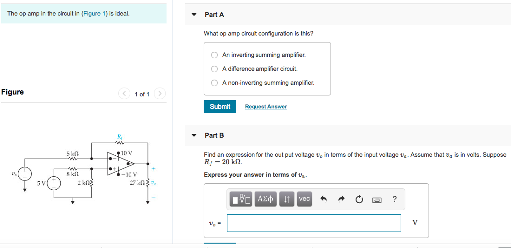 Solved The op amp in the circuit in (Figure 1) is ideal Part | Chegg.com