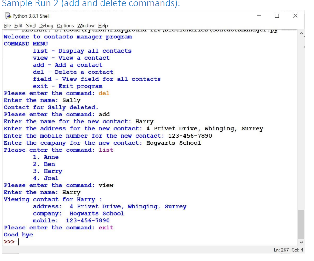 Solved COMMAND MENU list - Display all contacts (Displays an | Chegg.com