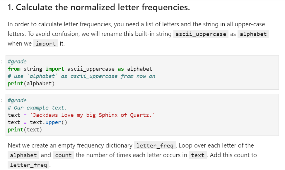 Solved 1. Calculate the normalized letter frequencies. In | Chegg.com