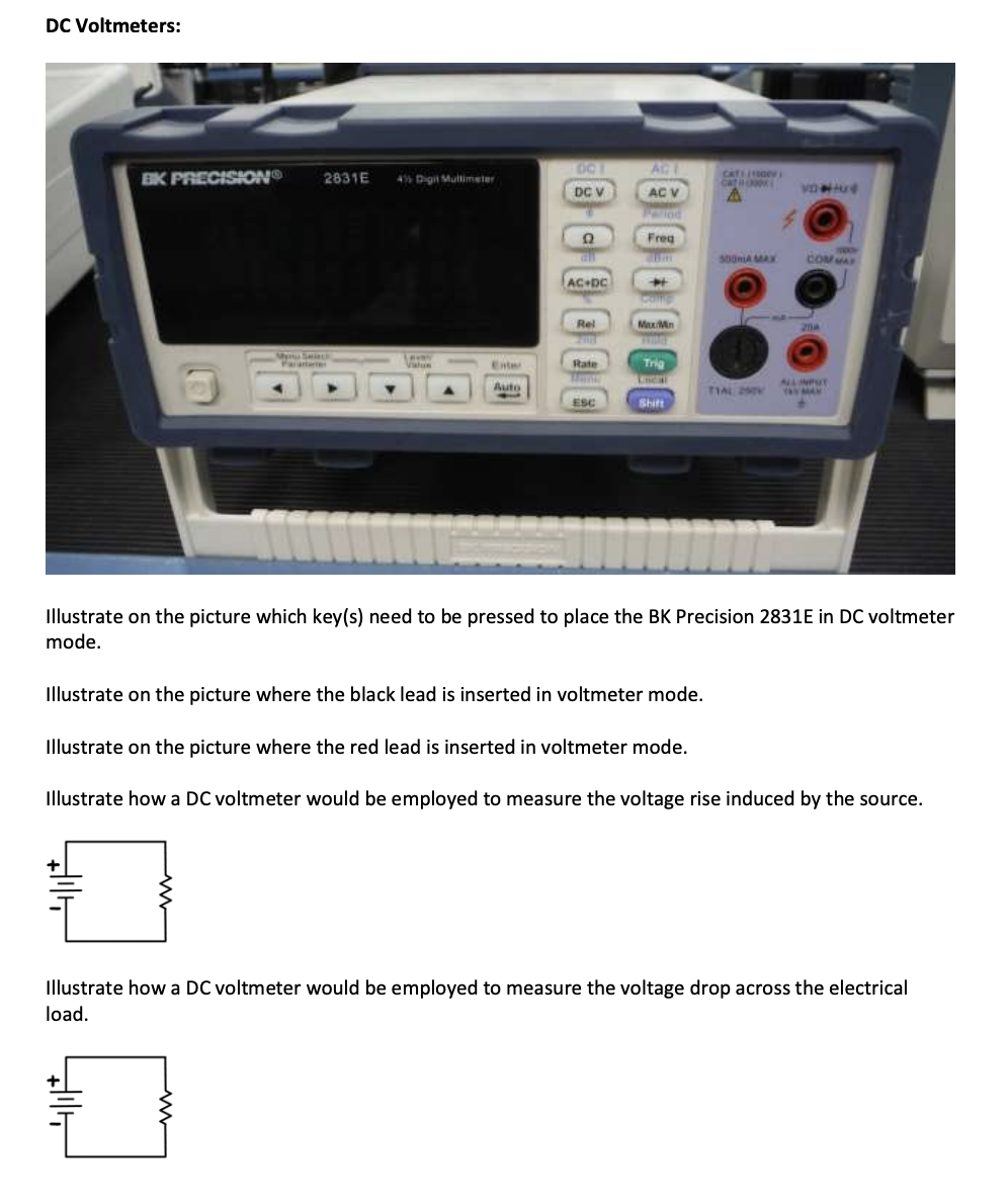 Solved DC Voltmeters: EK PRECISION 2831E 45 Dign Multimeter | Chegg.com