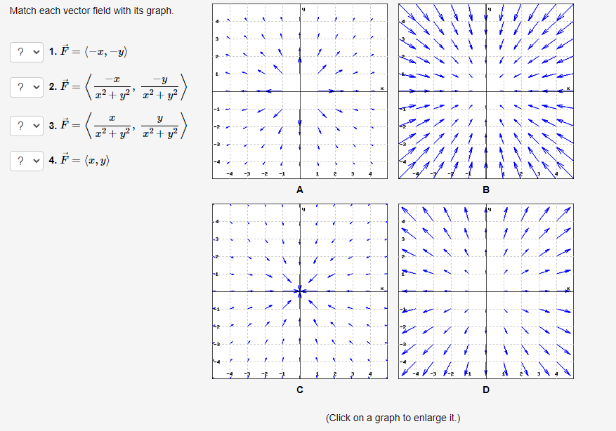 Solved Match each vector field with its graph. 1. F= −x,−y | Chegg.com