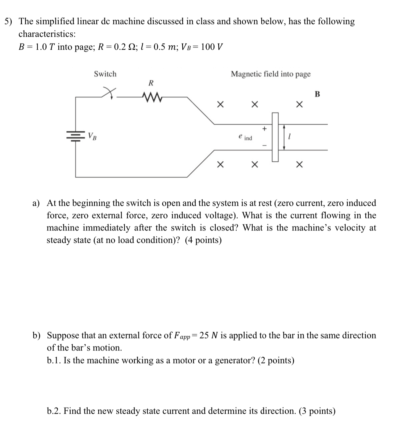 Solved 5) The simplified linear dc machine discussed in | Chegg.com Solved 5) The simplified linear dc machine discussed in | Chegg.com