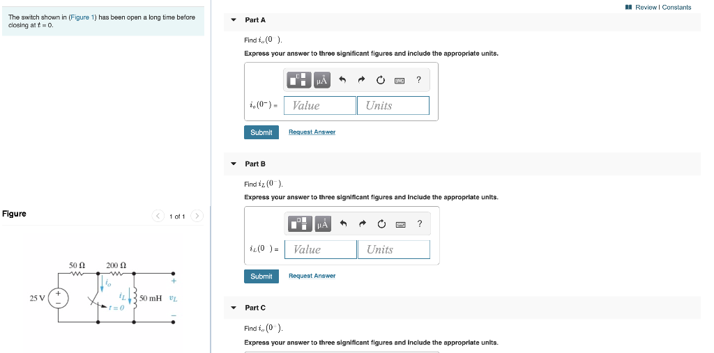 Solved The switch shown in (Figure 1) has been open a long | Chegg.com