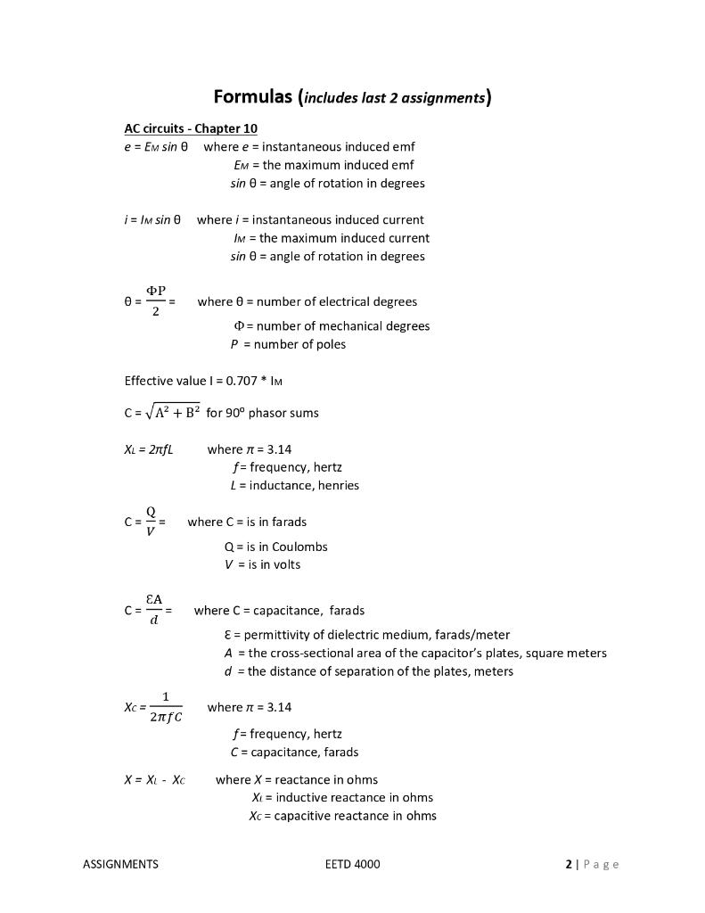 Solved can you answer all these questions, formulas for the | Chegg.com