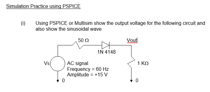 Solved Simulation Practice using PSPICE (i) Using PSPICE or | Chegg.com