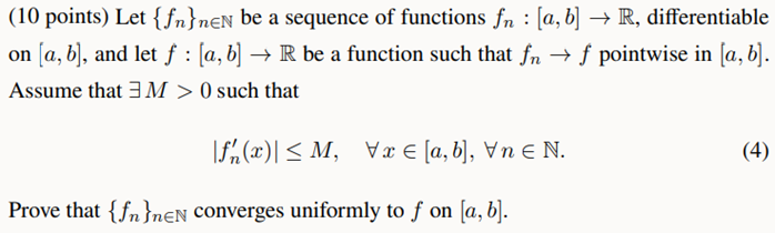 Solved (10 points) Let {fn}nen be a sequence of functions fr | Chegg.com