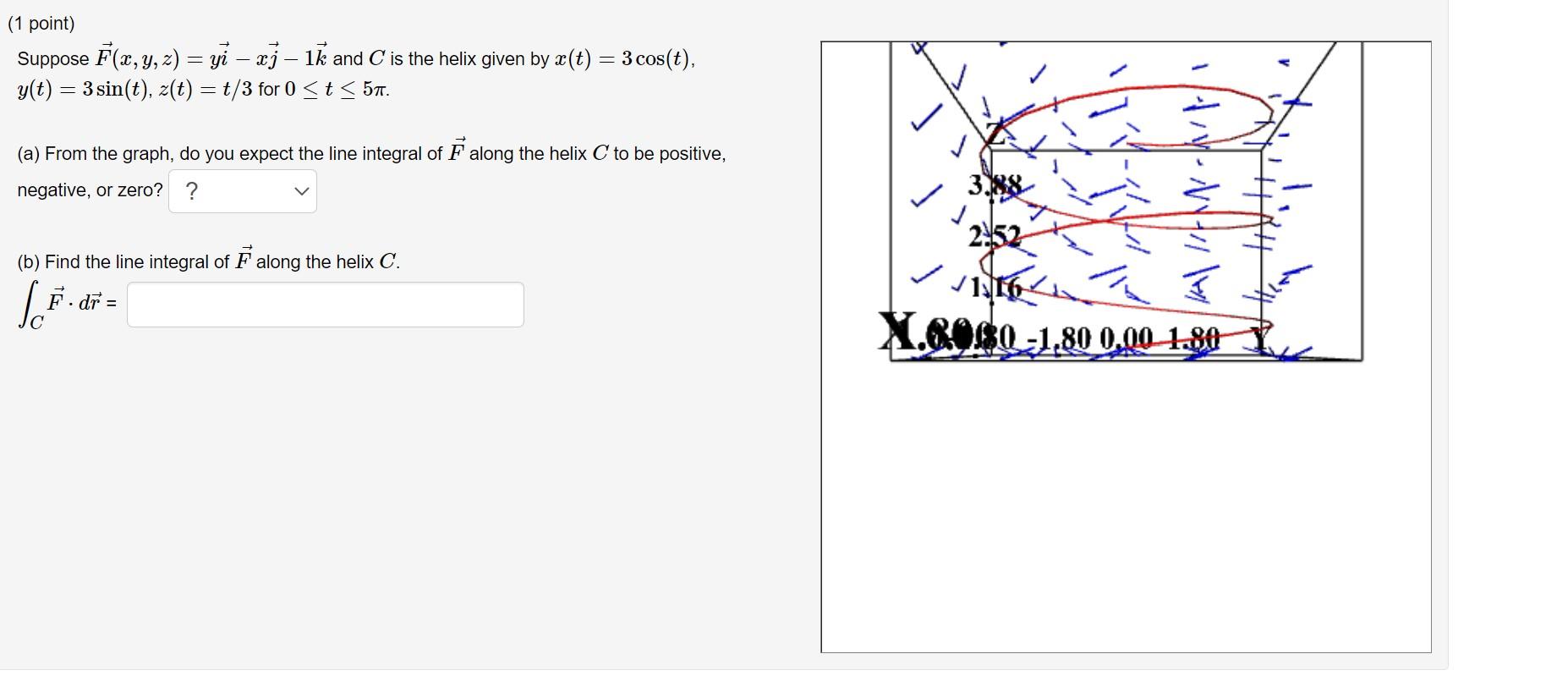 Solved (1 point) Y, v Suppose F(x, y, z) = yi – xj – lk and | Chegg.com