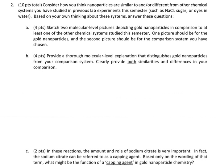 (10 pts total) Consider how you think nanoparticles | Chegg.com (10 pts total) Consider how you think nanoparticles | Chegg.com