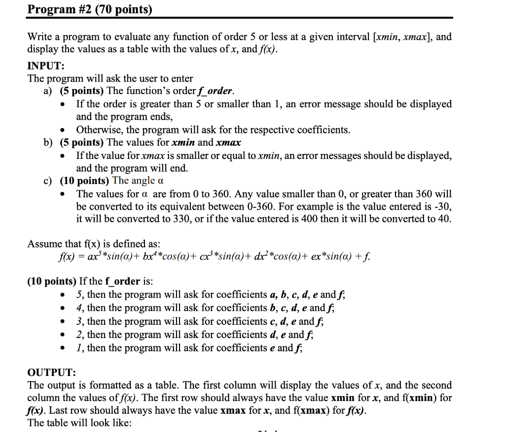 Solved OUTPUT: The output is formatted as a table. The first | Chegg.com