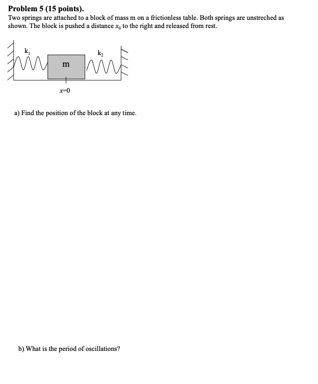 Solved Problem 5 (15 points). Two springs are attached to a | Chegg.com