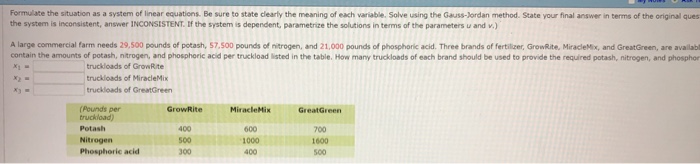 Solved Formulate the situation as a system of linear | Chegg.com