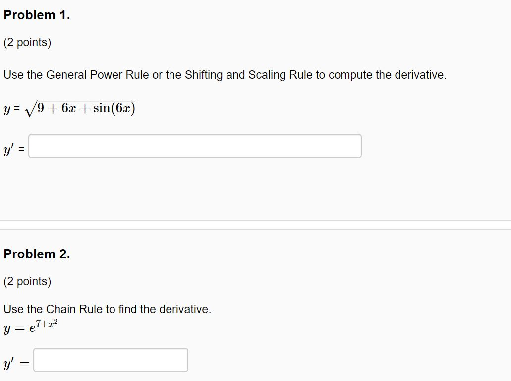 Solved Problem 1. (2 points) Use the General Power Rule or | Chegg.com