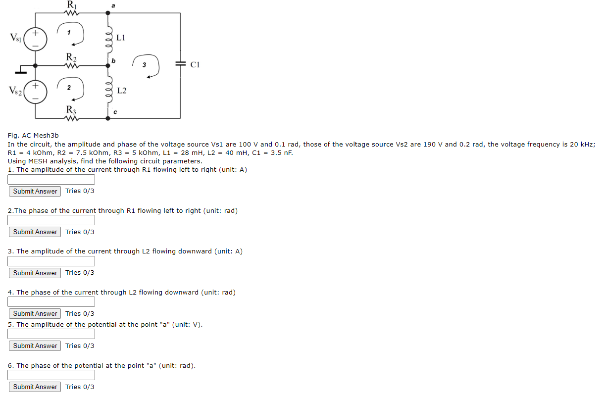 Solved In the circuit, the amplitude and phase of the | Chegg.com