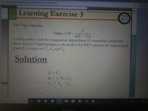 Solved Learning Exercise 3 The Vogel equation, is often used | Chegg.com