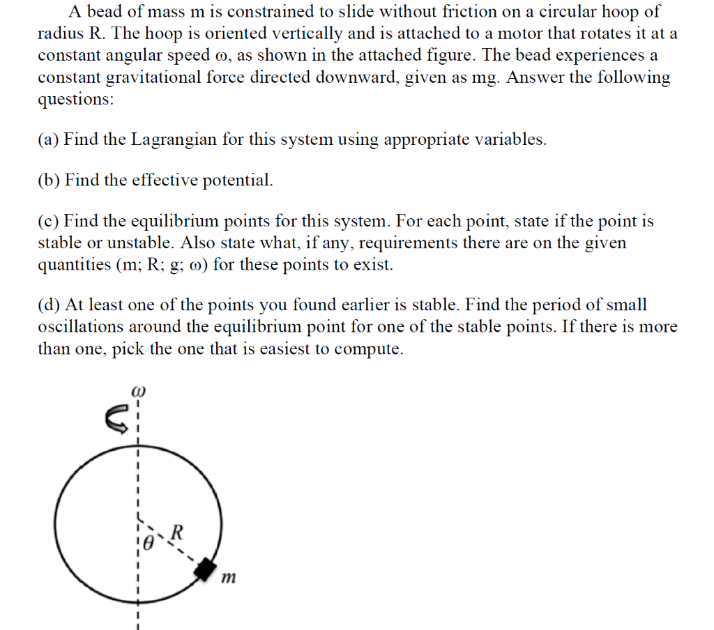 Solved A bead of mass m is constrained to slide without | Chegg.com